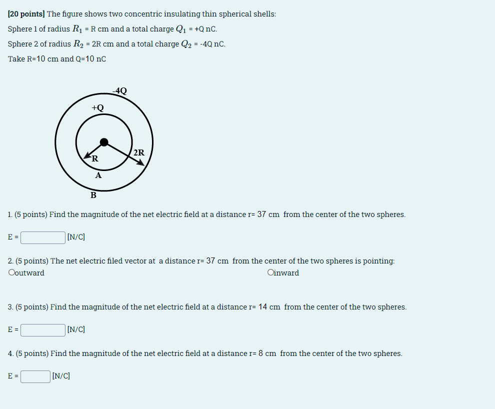 Solved [20 points] The figure shows two concentric | Chegg.com