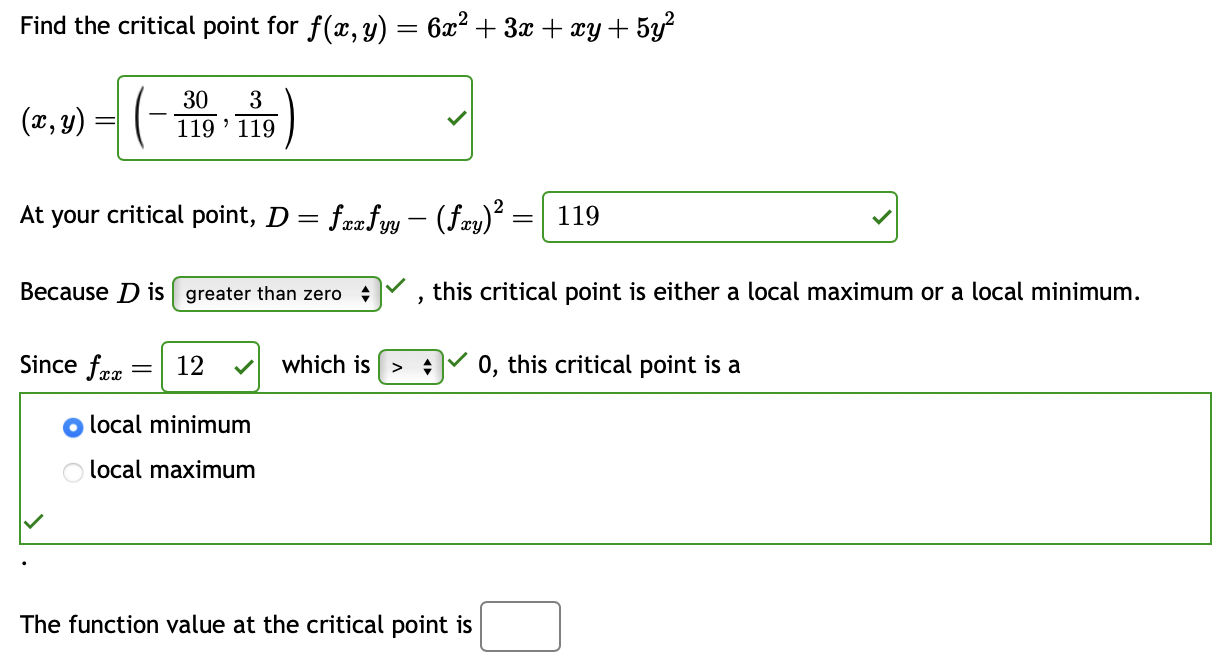 Solved Find the critical point for | Chegg.com