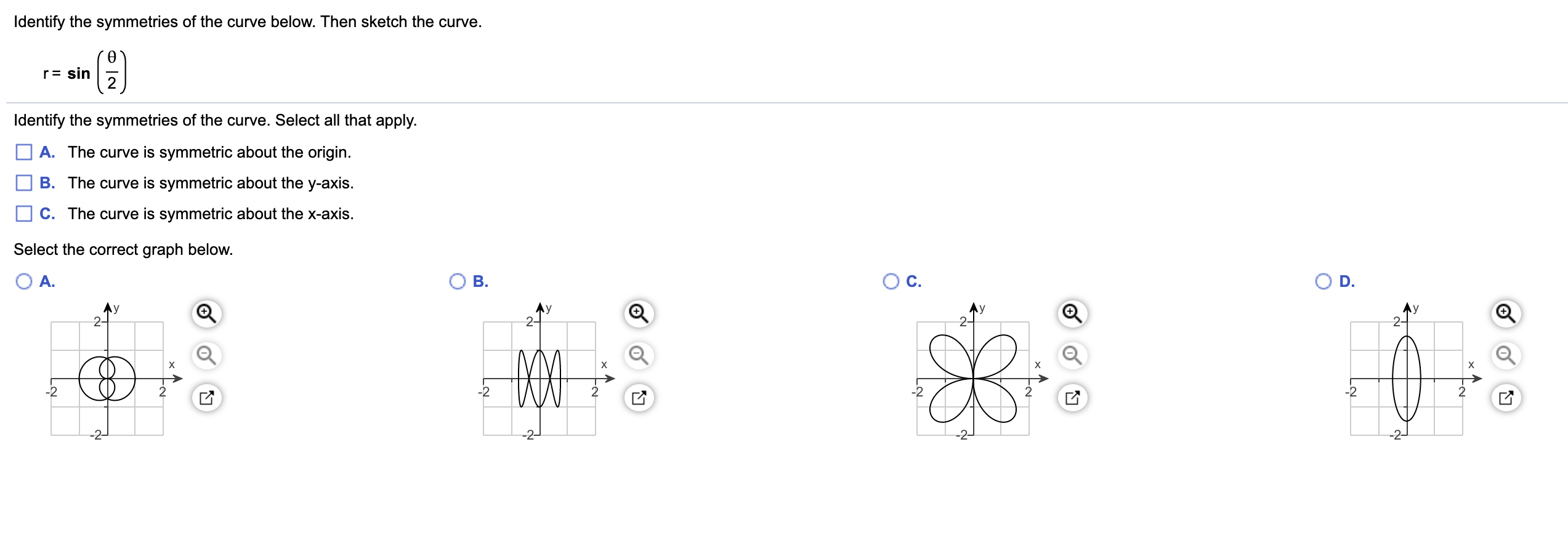 Solved Identify the symmetries of the curve below. Then | Chegg.com