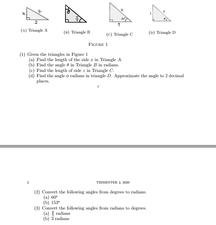Solved 7 Z 5 2 3 2 1 (A) Triangle A (B) Triangle B (c) | Chegg.com