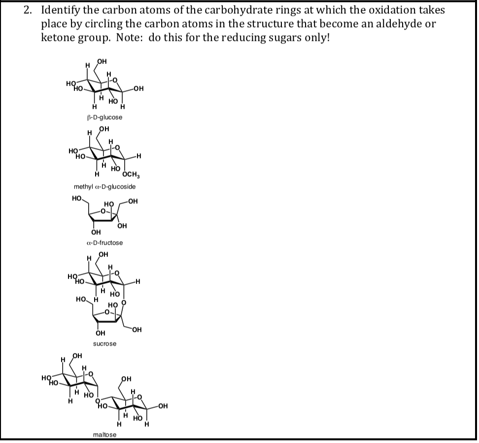 Solved 2. Identify the carbon atoms of the carbohydrate | Chegg.com