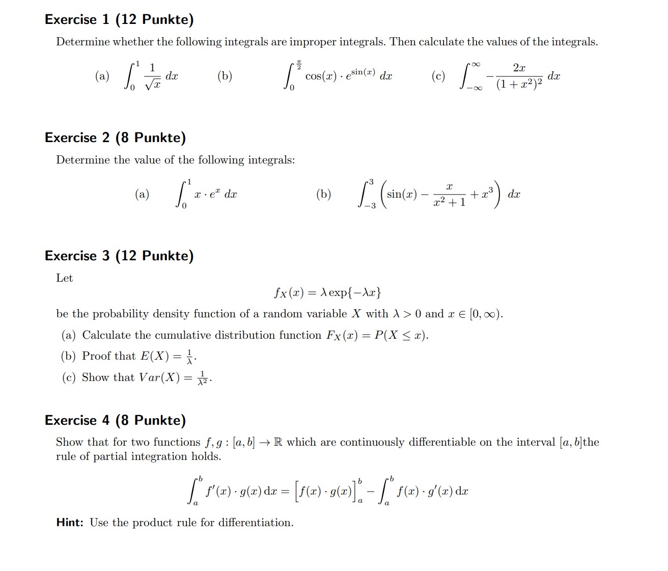 Solved Exercise 1 (12 Punkte) Determine whether the | Chegg.com