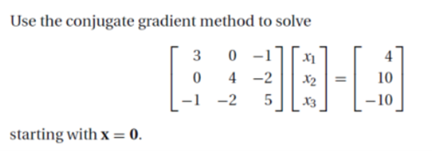 Solved Use the conjugate gradient method to solve 3 0 -1 4 | Chegg.com