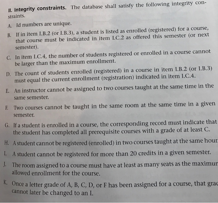 Database Systems Consider the integrity constraints | Chegg.com
