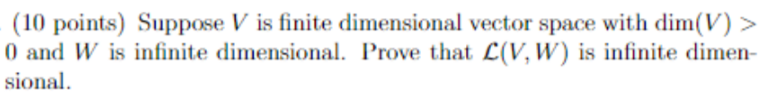 Solved (10 points) Suppose V is finite dimensional vector | Chegg.com