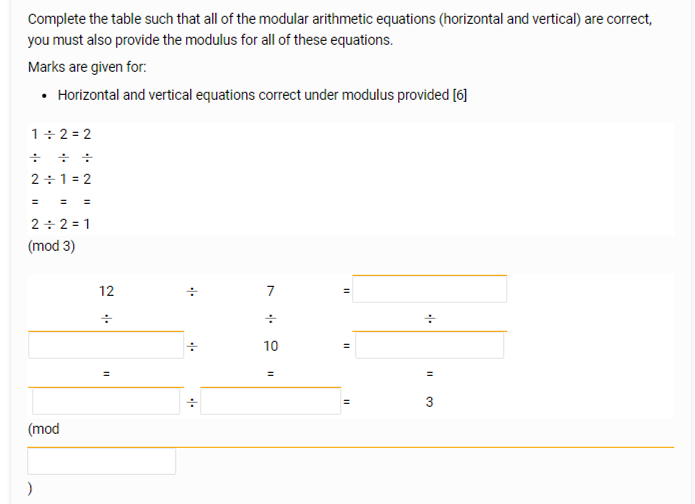 Complete the table such that all of the modular | Chegg.com