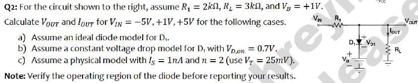Solved Q2: For the circuit shown to the right, assume | Chegg.com