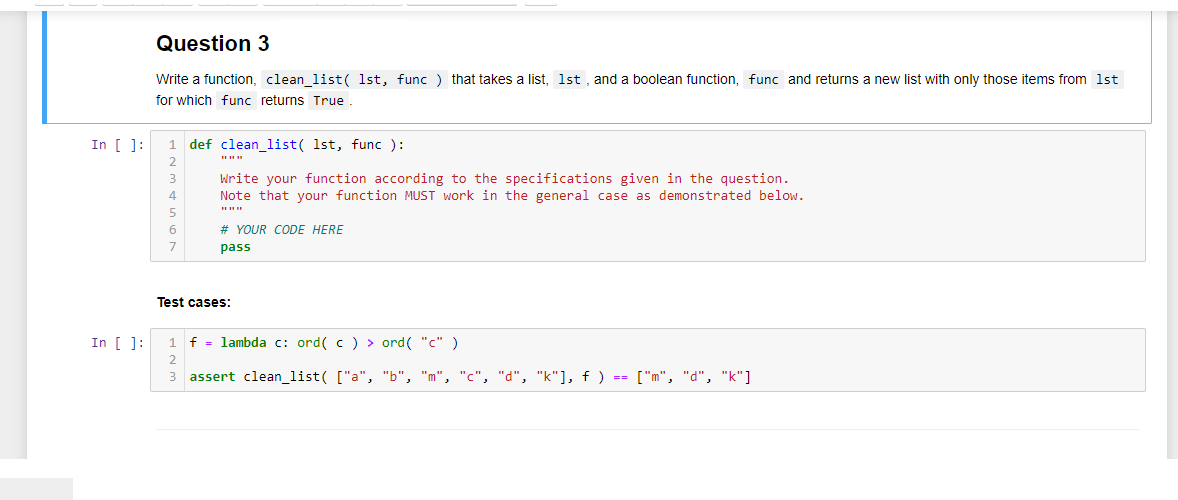 Solved Question 3 Write A Function Clean List Lst Func