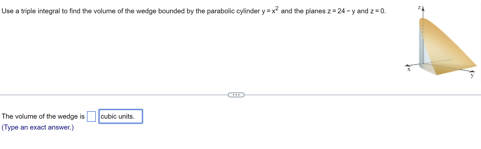 Solved Use a triple integral to find the volume of the wedge | Chegg.com