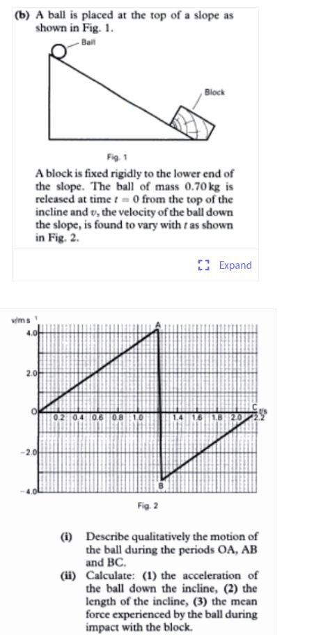 Solved (b) A ball is placed at the top of a slope as shown | Chegg.com