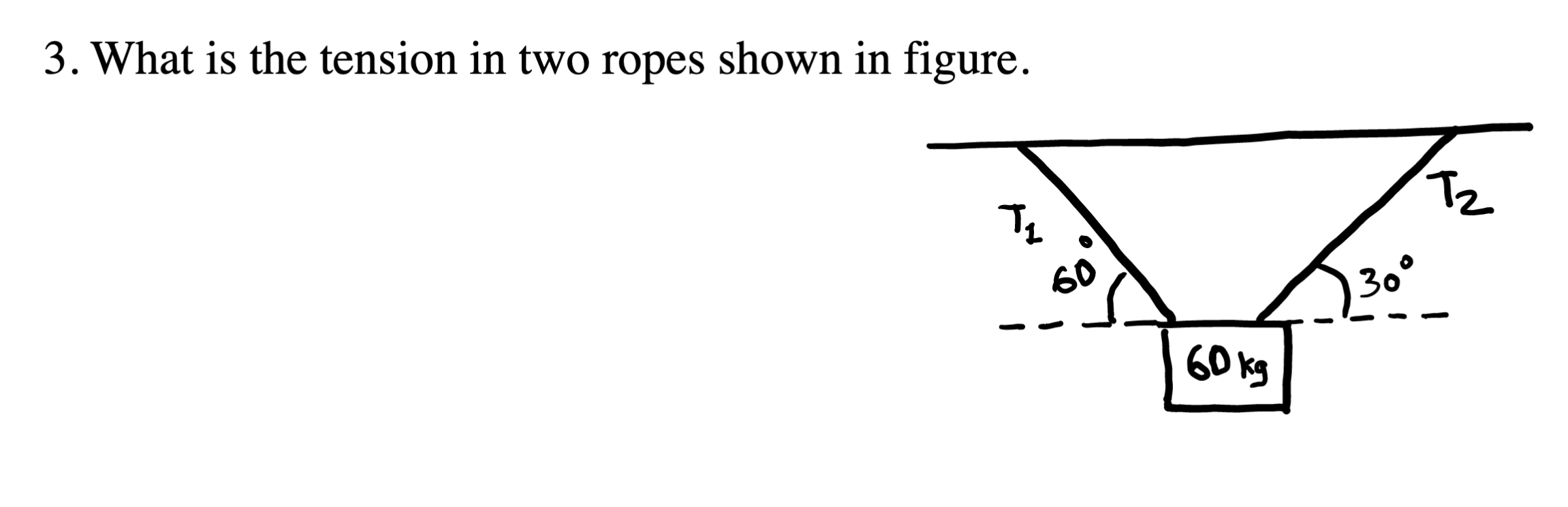 Solved 3. What is the tension in two ropes shown in figure. | Chegg.com