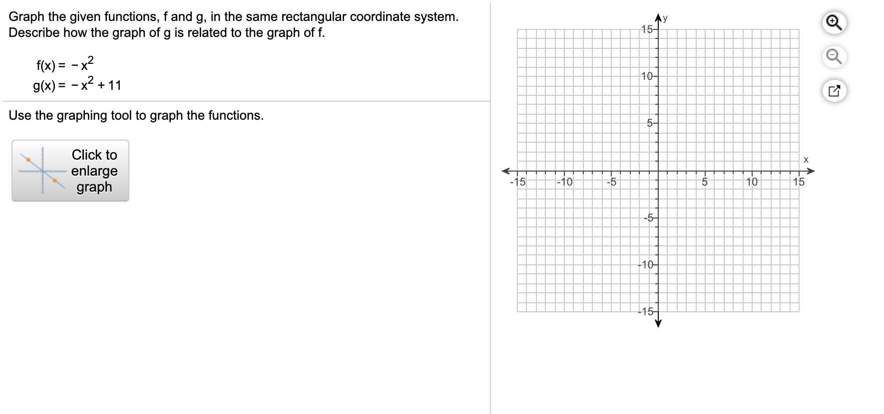 Solved Graph the given functions, f and g, in the same | Chegg.com