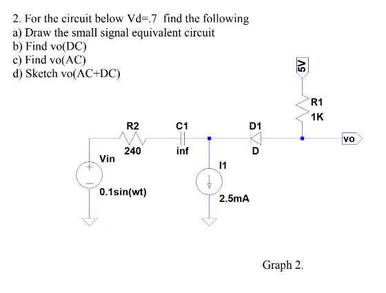 Solved 2. For the circuit below Vd=.7 find the following a) | Chegg.com