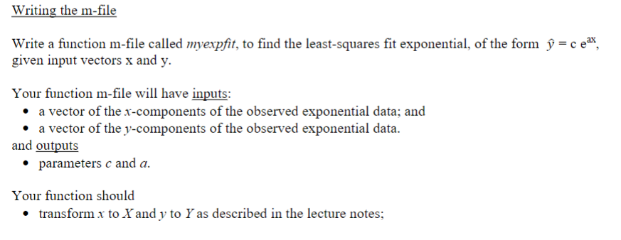 Writing the m-file Write a function m-file called | Chegg.com