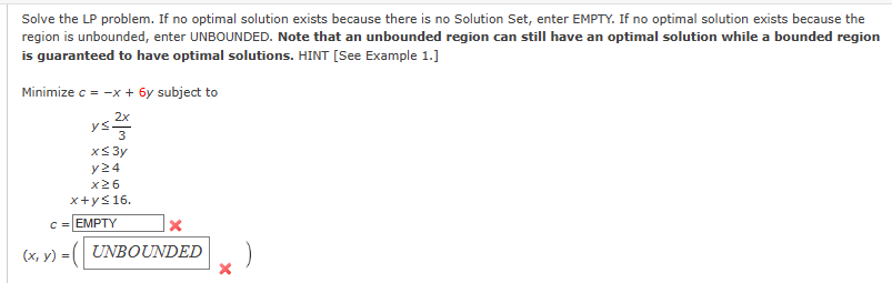 Solved Solve the LP problem. If no optimal solution exists | Chegg.com