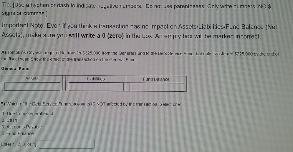Solved Tip: [Use a hyphen or dash to indicate negative | Chegg.com