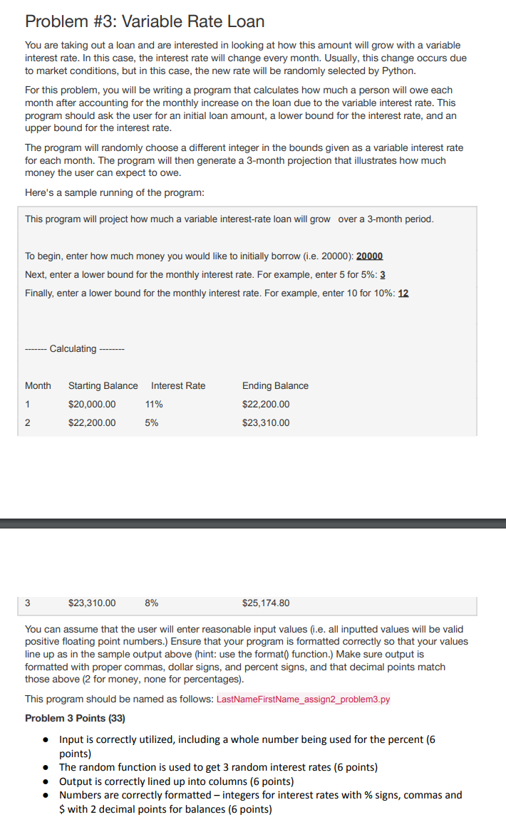 Solved Problem \#3: Variable Rate Loan You are taking out a | Chegg.com