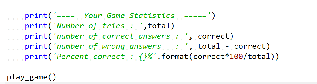 Solved from random import randint def play_game(): | Chegg.com