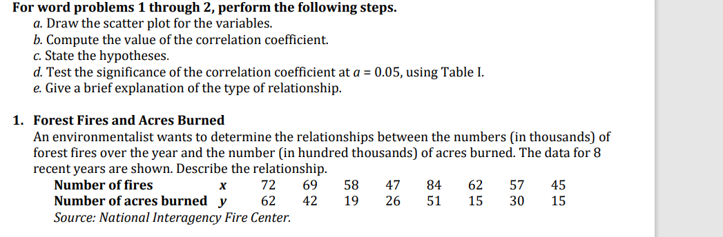 Solved For word problems 1 through 2, perform the following | Chegg.com