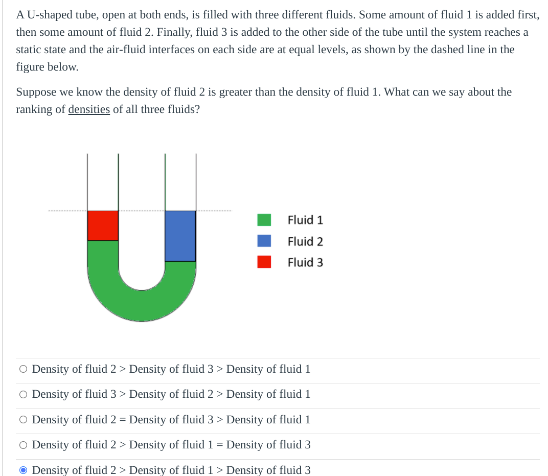Solved A U-shaped tube, open at both ends, is filled with | Chegg.com