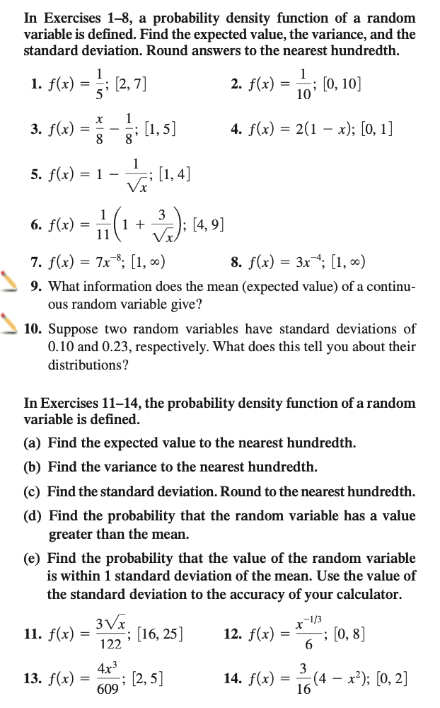 Solved In Exercises 1-8, a probability density function of a | Chegg.com