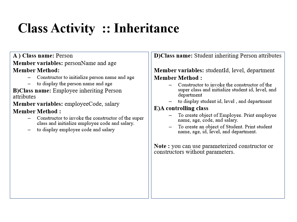 Solved Class Activity :: Inheritance | Chegg.com