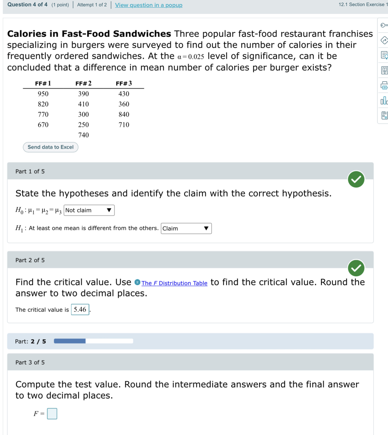 Solved Calories in Fast-Food Sandwiches Three popular | Chegg.com
