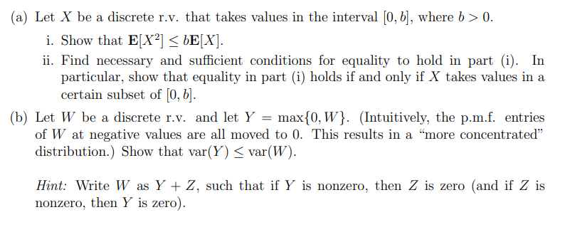 Solved (a) Let X be a discrete r.v. that takes values in the | Chegg.com