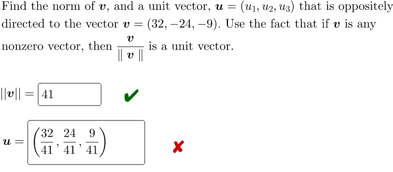Solved Find the norm of v, and a unit vector, u = (U1, U2, | Chegg.com
