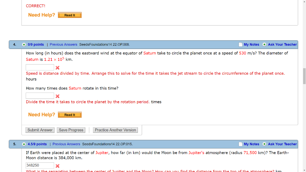 Solved CORRECT! Need Help? Read It Ask Your Teacher 4. 0/9 | Chegg.com Solved CORRECT! Need Help? Read It Ask Your Teacher 4. 0/9 | Chegg.com