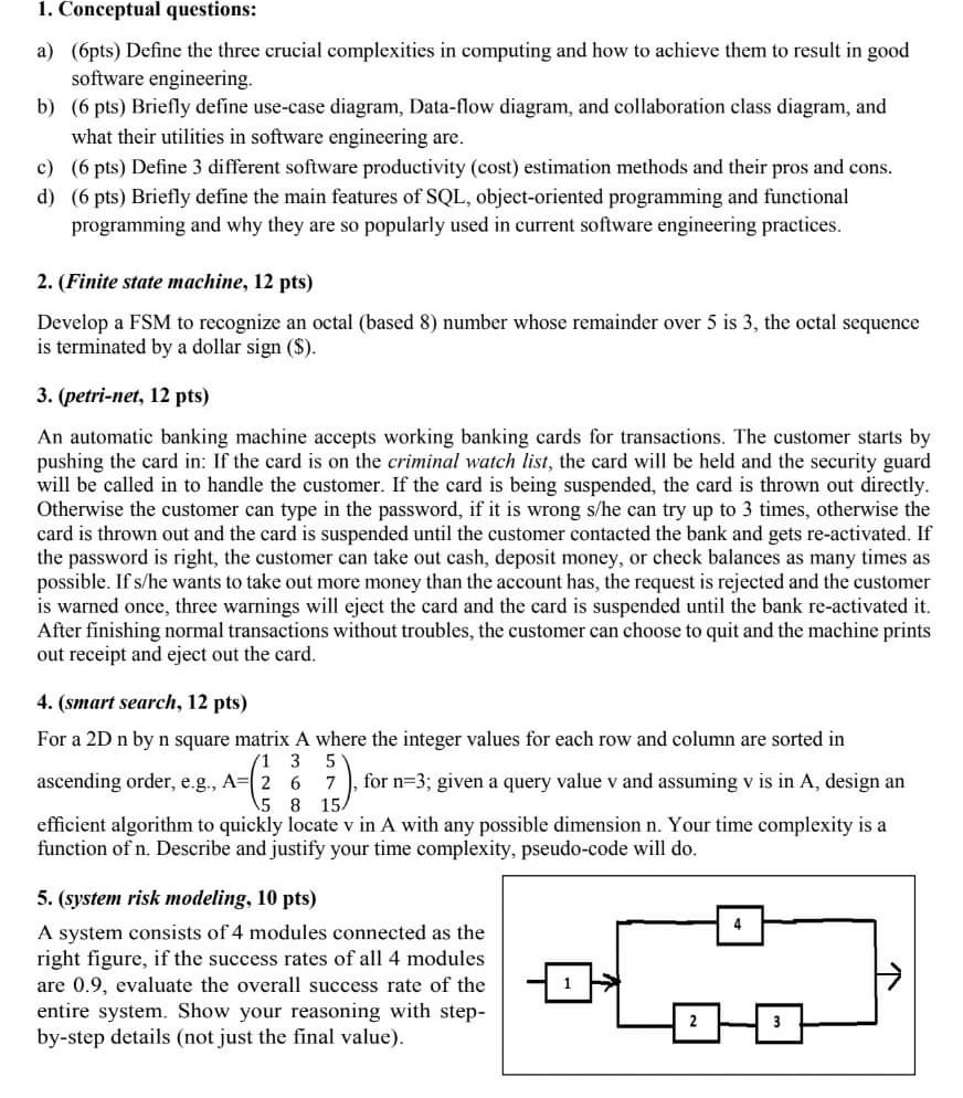 Solved 1. Conceptual questions: a) (6pts) Define the three | Chegg.com