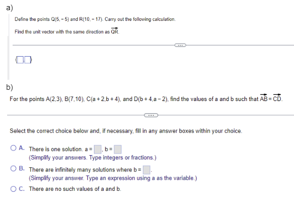 Solved Define the points Q(5,−5) and R(10,−17). Carry out | Chegg.com