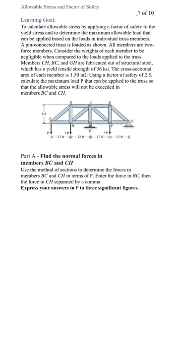 Solved Allowable Stress and Factor of Safety 7 of 10 | Chegg.com