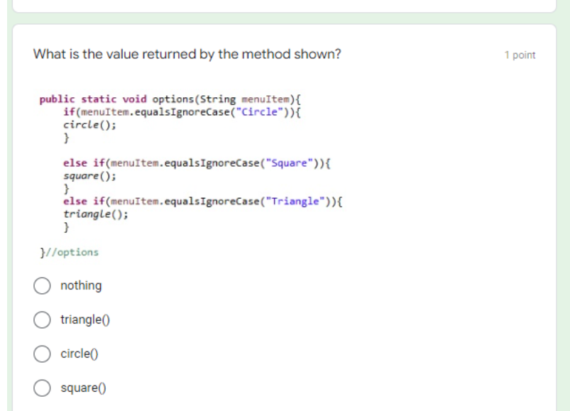 Solved What is the value returned by the method shown? | Chegg.com
