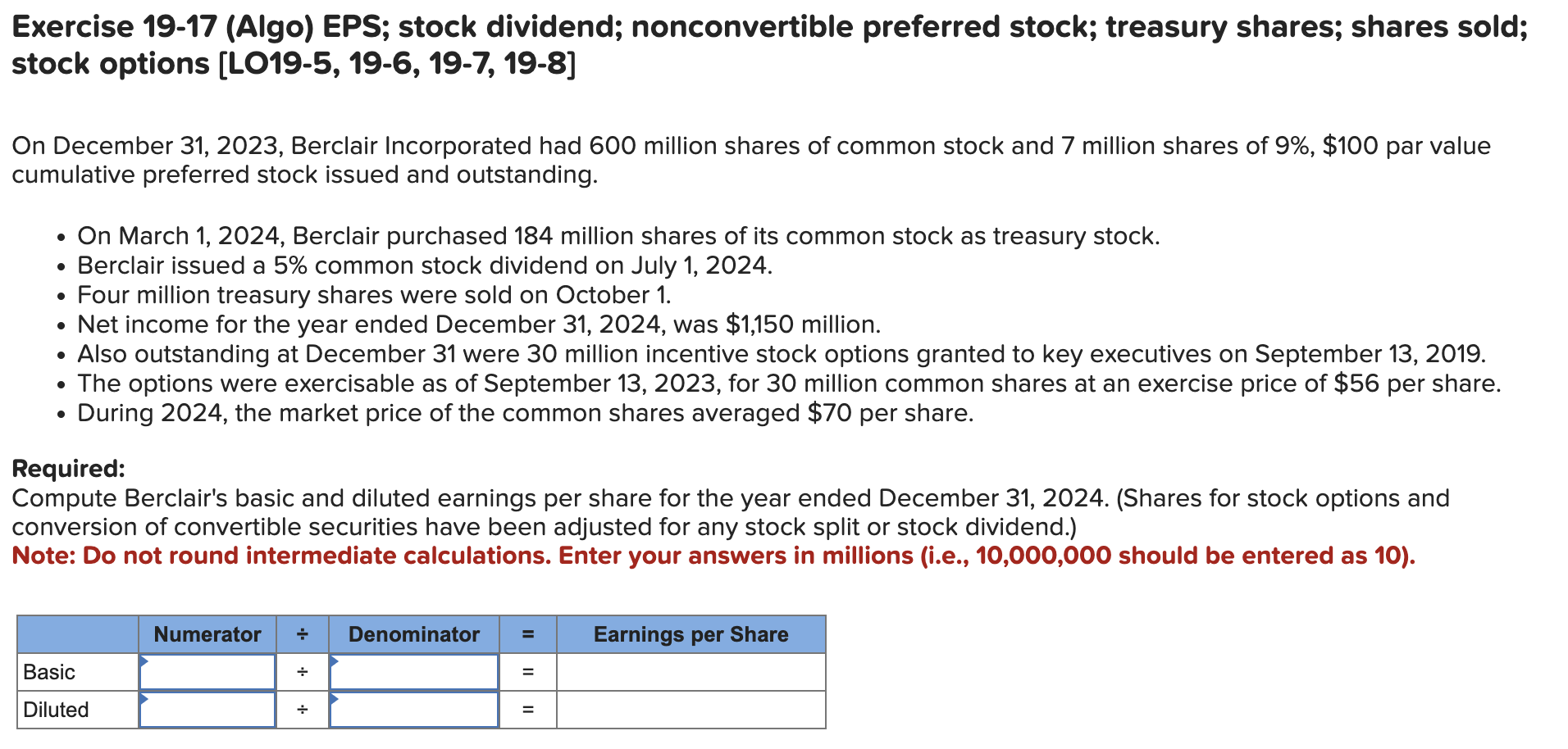 Solved Exercise 19 17 Algo Eps Stock Dividend Chegg