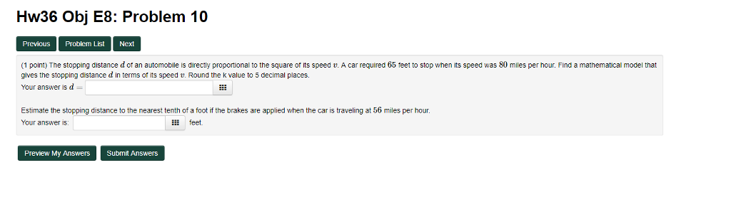Solved Hw36 Obj E8: Problem 10 Previous Problcm List Next (1 | Chegg.com