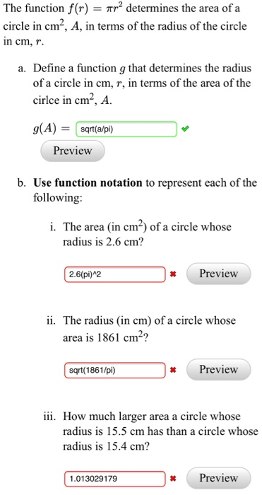 Solved The function f(r) = rr2 determines the area of a | Chegg.com