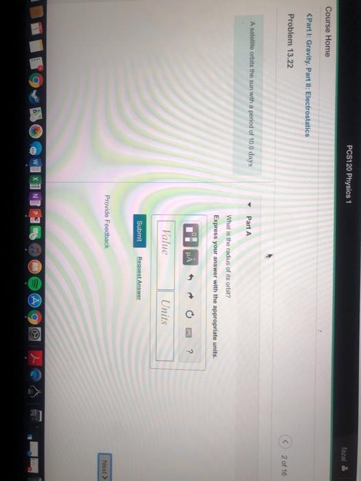 Solved PCS120 Physics 1 Course Home (Part I: Gravity. Part | Chegg.com
