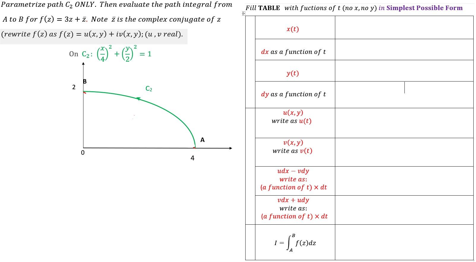 Solved Parametrize path C2 ONLY. Then evaluate the path | Chegg.com