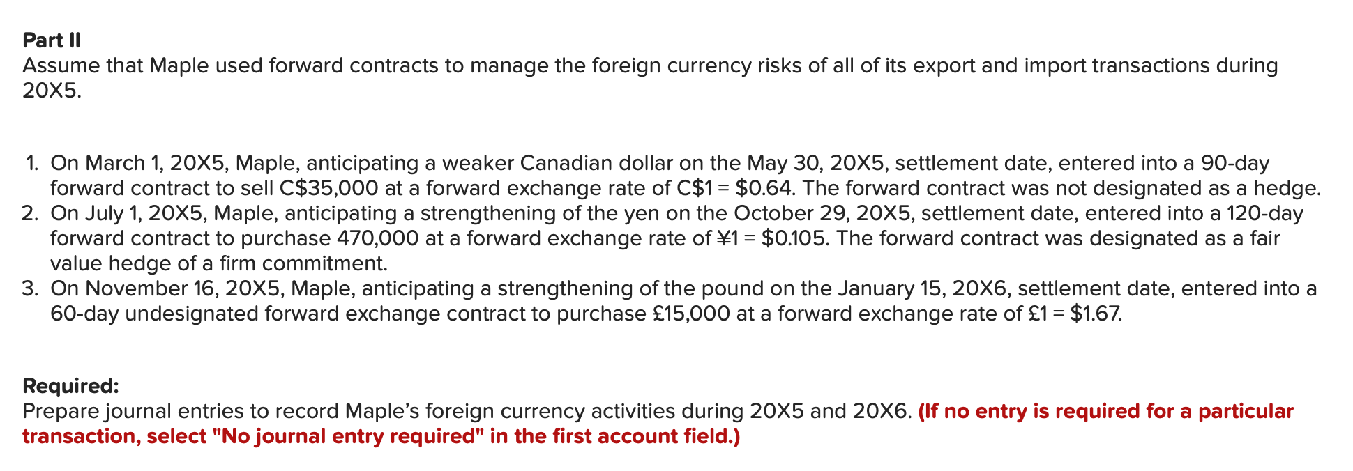 Solved Part 1 Maple Company had the following export and | Chegg.com