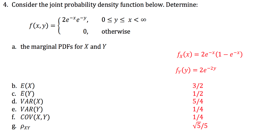 Solved 4. Consider the joint probability density function | Chegg.com