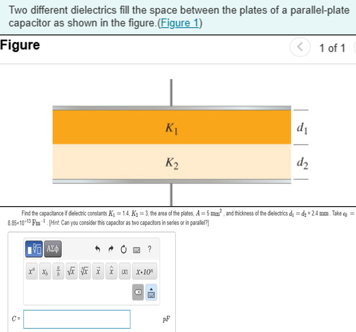 Solved by an EXPERT Two different dielectrics fill the space between the | Chegg.com