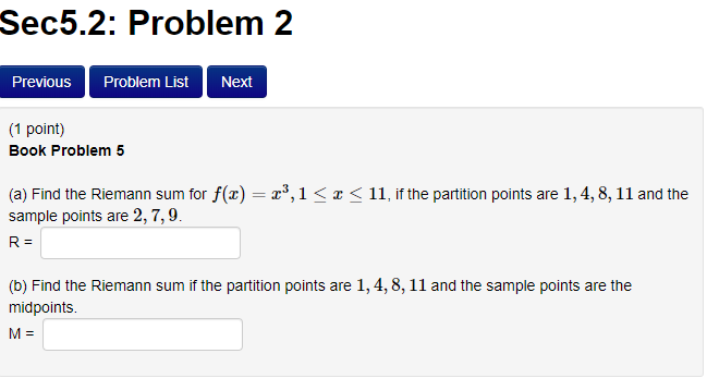Solved Sec5.2: Problem 2 Previous Problem List Next (1 | Chegg.com