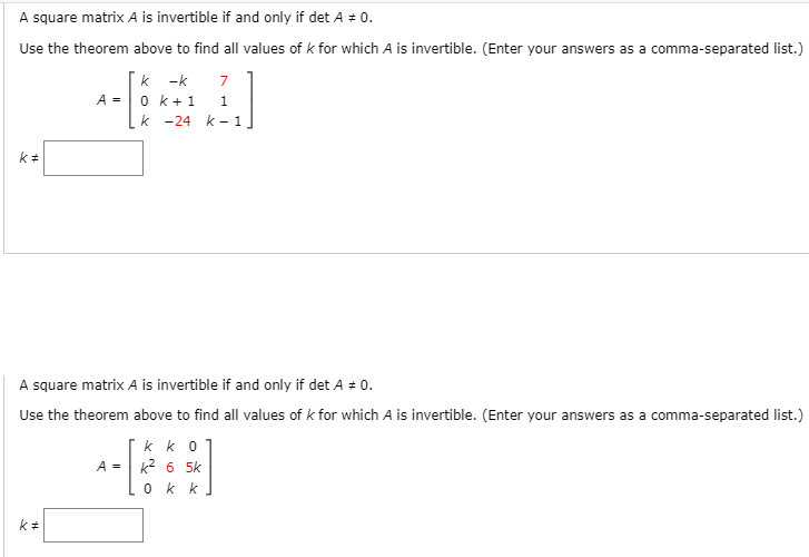 Solved A square matrix A is invertible if and only if det A | Chegg.com