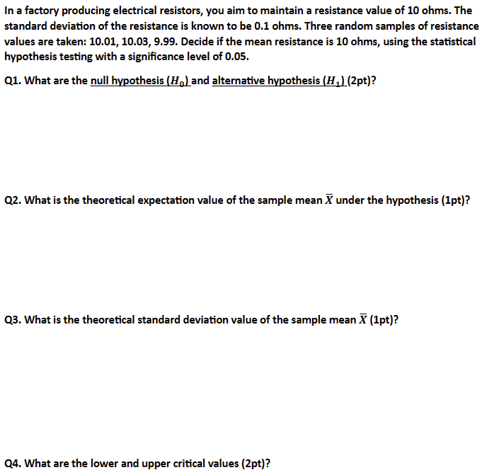 Solved Q5. What is the value of the sample mean 𝑿 | Chegg.com