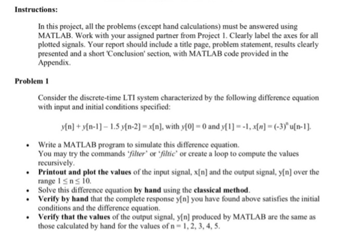 Solved Instructions: In this project, all the problems | Chegg.com