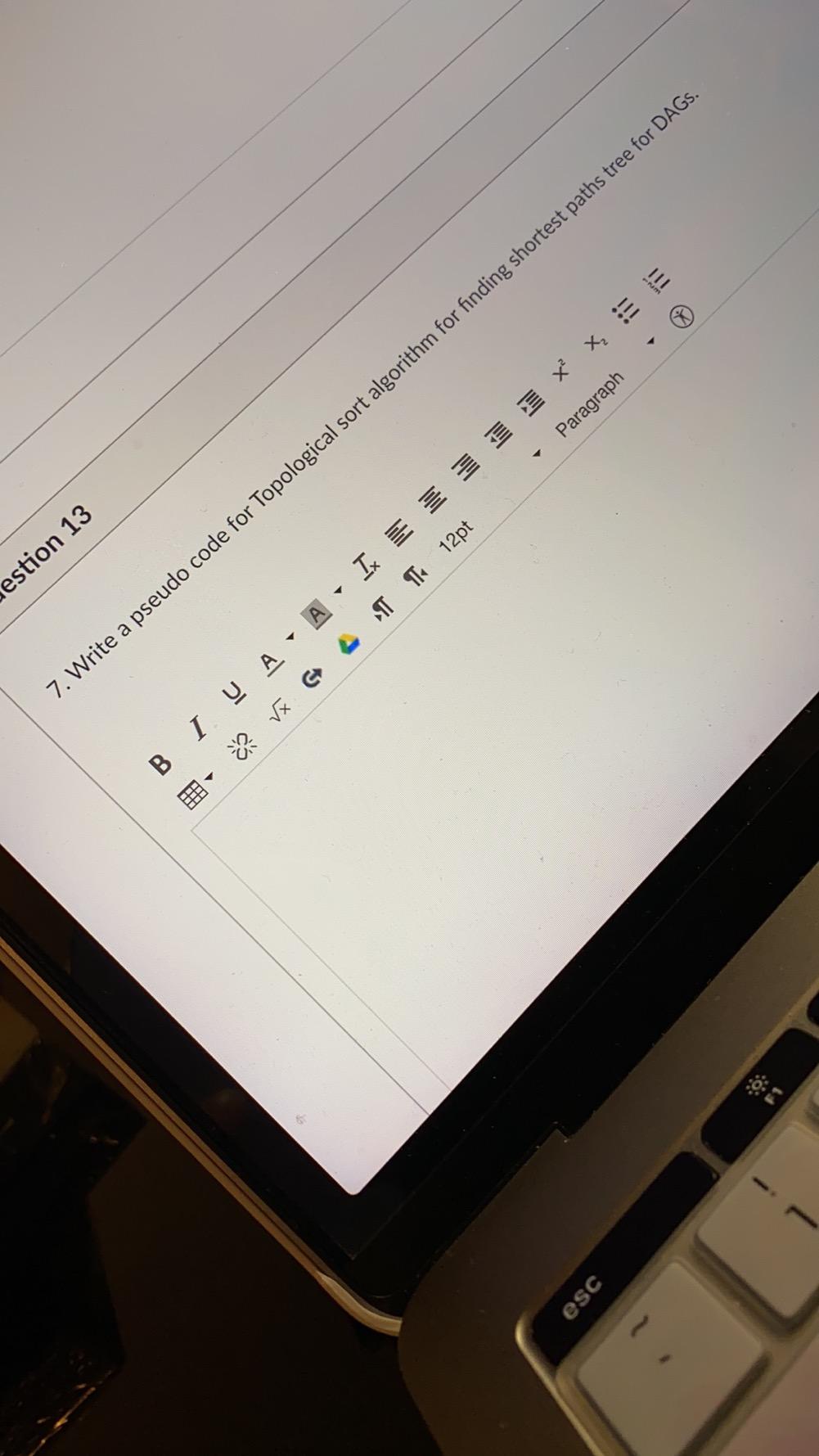 Solved estion 13 7. Write a pseudo code for Topological sort | Chegg.com