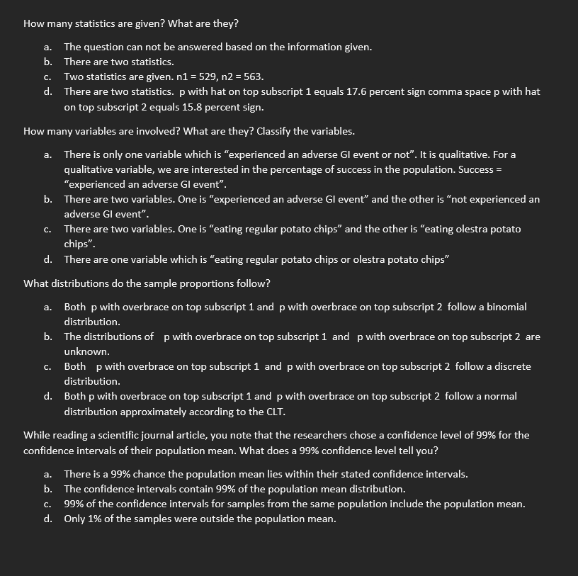 How many statistics are given? What are they? a. The | Chegg.com