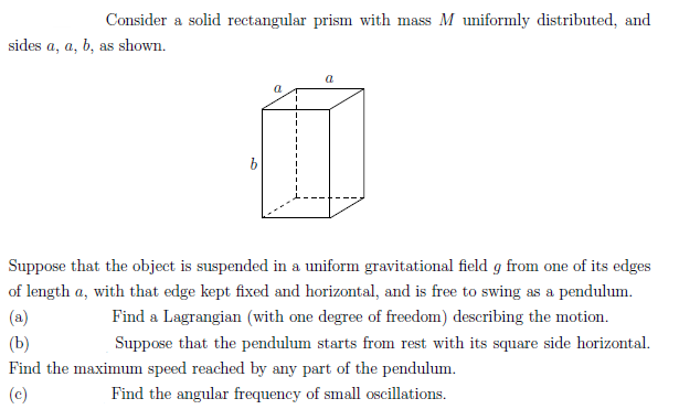Consider a solid rectangular prism with mass M | Chegg.com