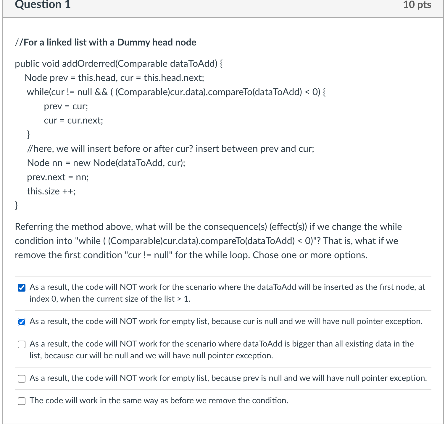 Solved Question 1 10 Pt For A Linked List With A Dummy 4295